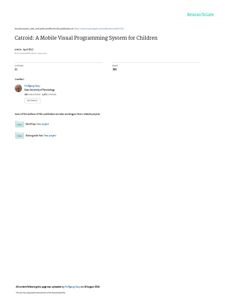 Catroid a Mobile Visual Programming System for Chi (1) | PDF | Smartphone | Android (Operating ...