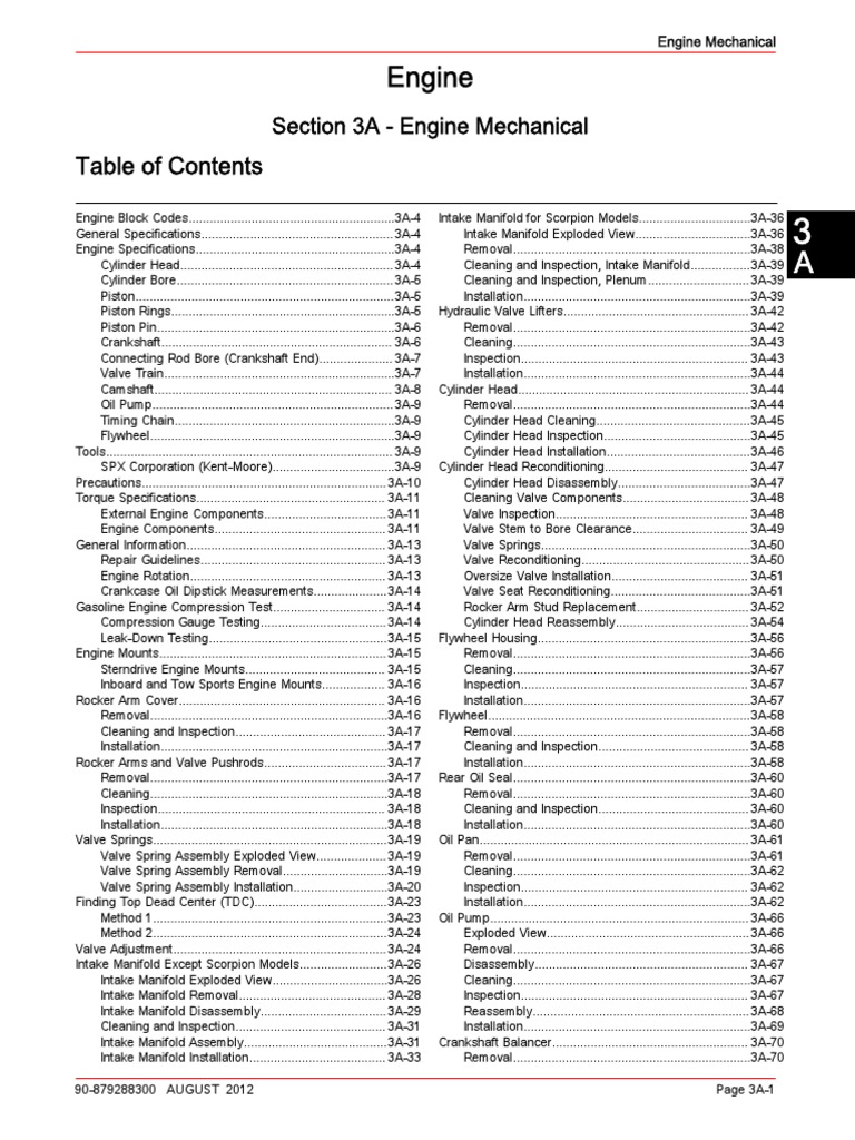 Engine: Section 3A - Engine Mechanical | PDF | Internal Combustion ...