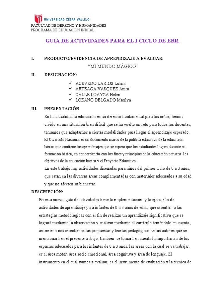 Guía de Actividades para Niños 0-3 Años | PDF | Educación de la primera ...