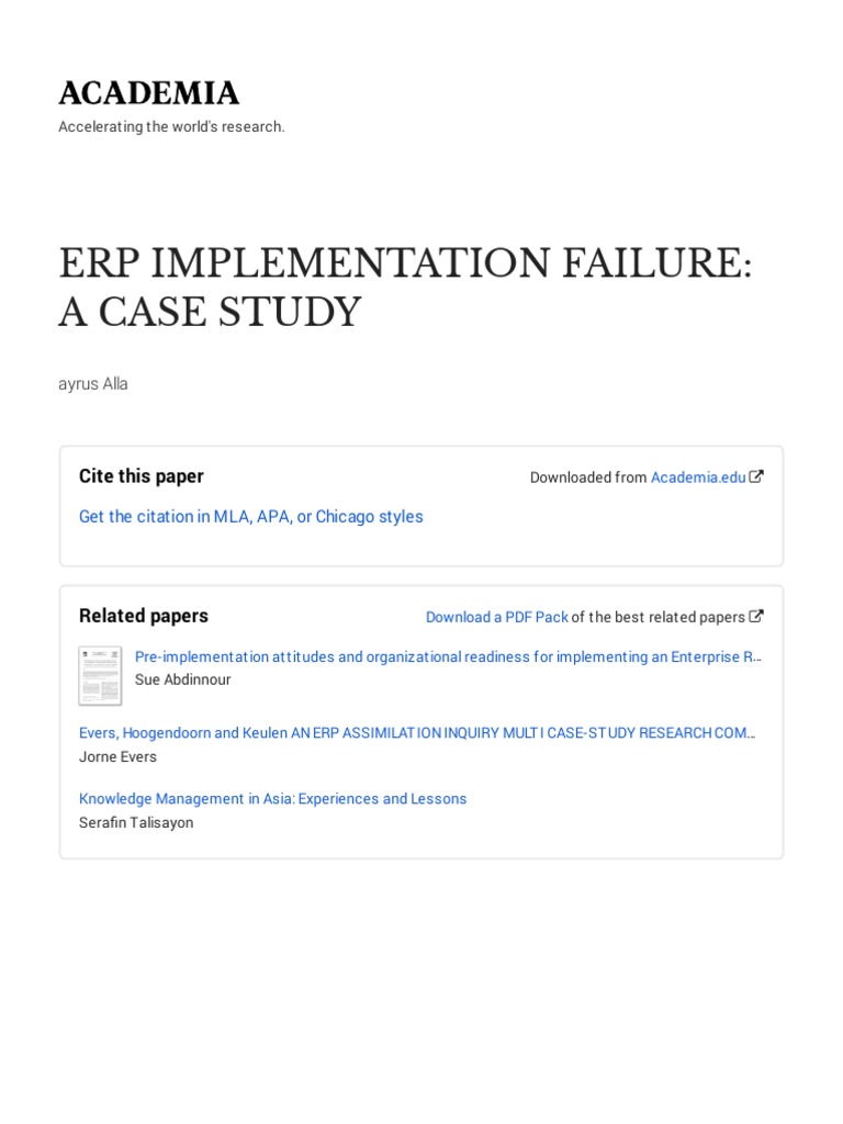 ERP Implementation Failure Case | PDF | Enterprise Resource Planning ...