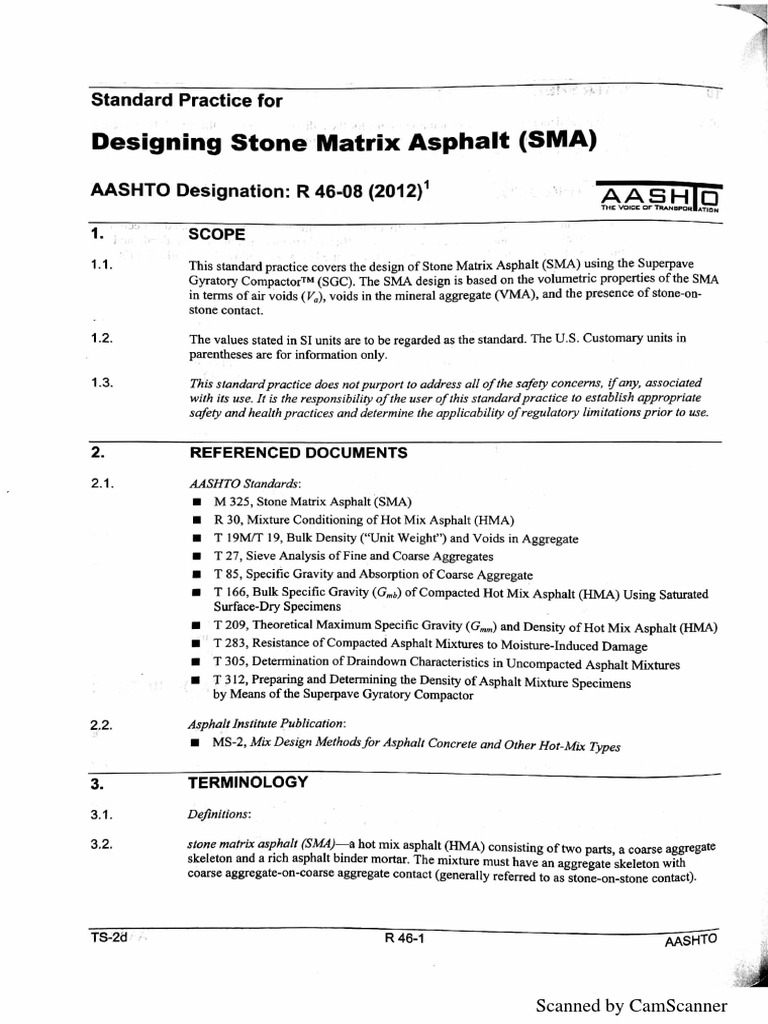 AASHTO R 46-08 (2012) - Designing Stone Matrix Asphalt (SMA) | PDF ...