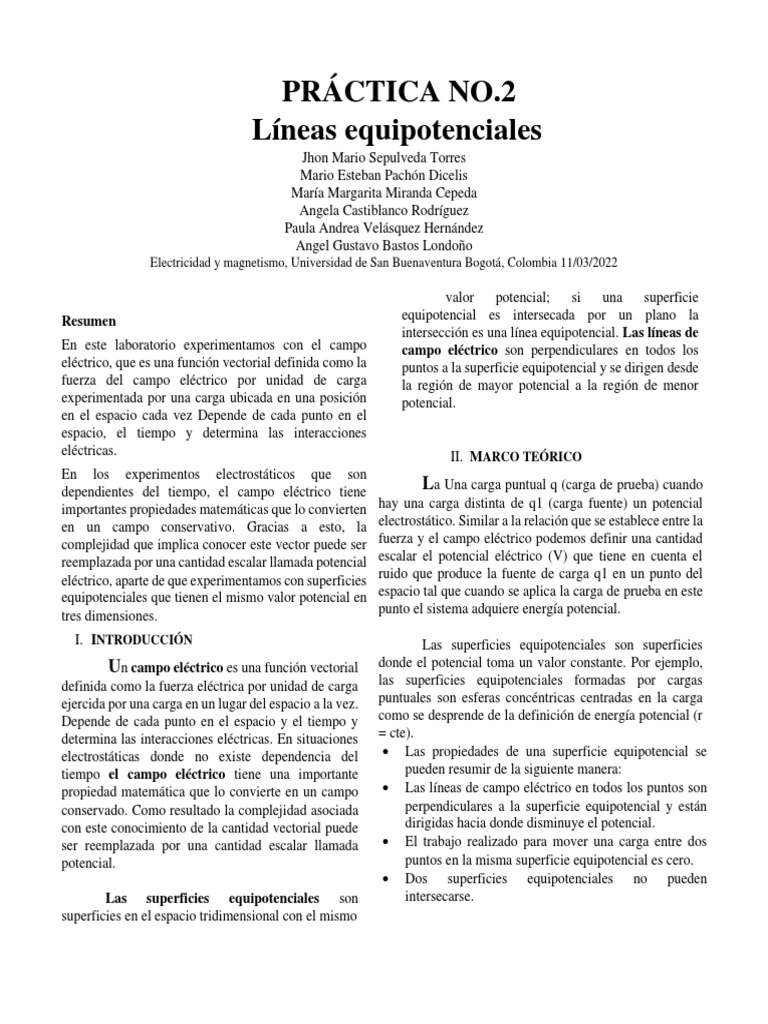 Informe De Laboratorio Electricidad Y Magnetismo N2 Pdf Energía