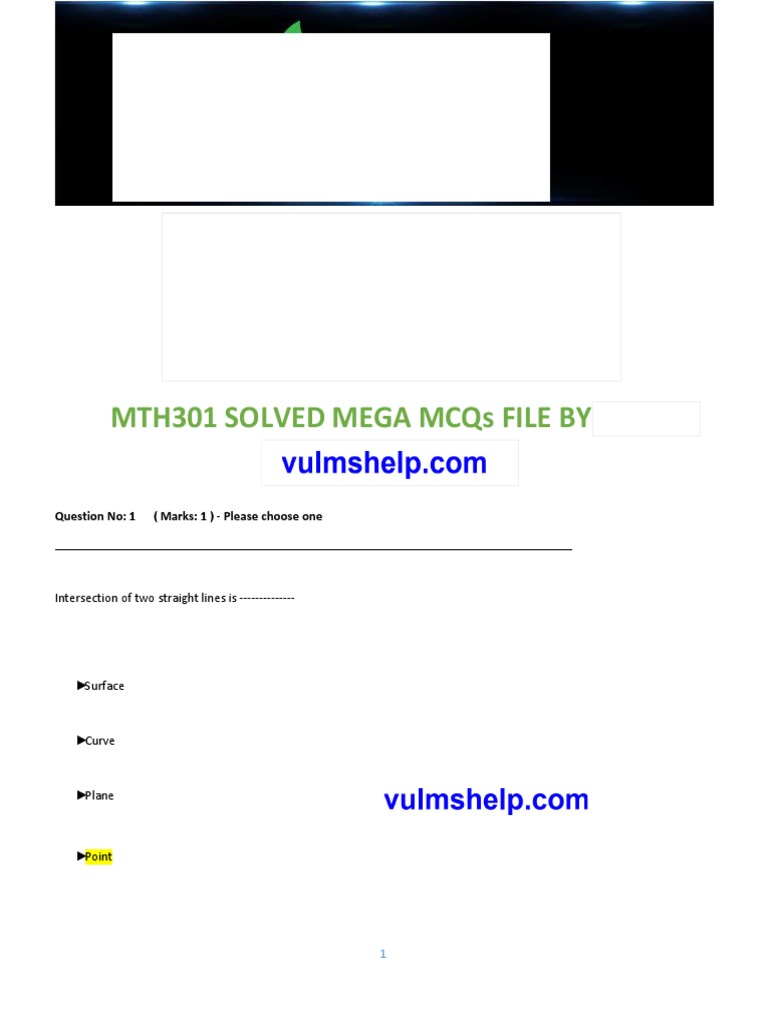 MTH301 FinalTerm MCQsMegaFileSolved | PDF | Function (Mathematics) | Coordinate System