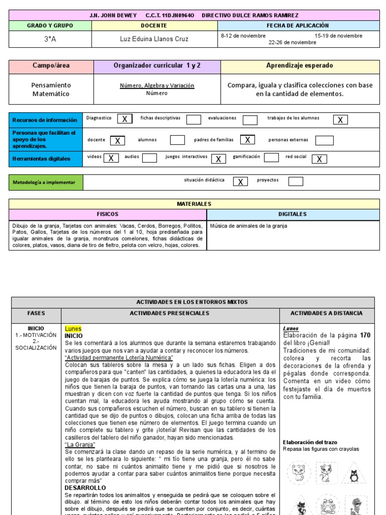 Planeación Matemáticas Preescolar | PDF