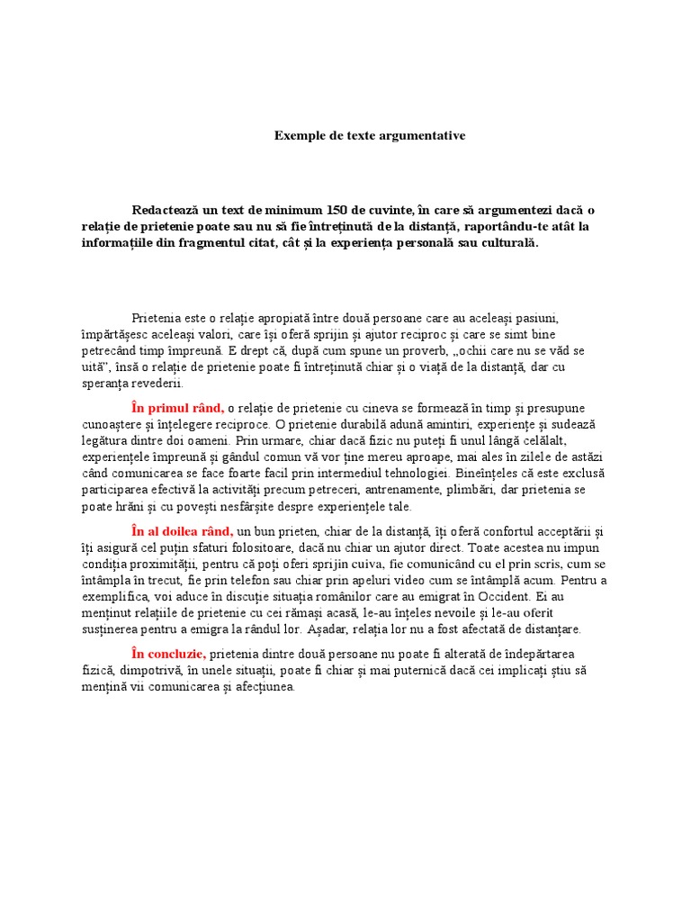Exemple de Texte Argumentative | PDF