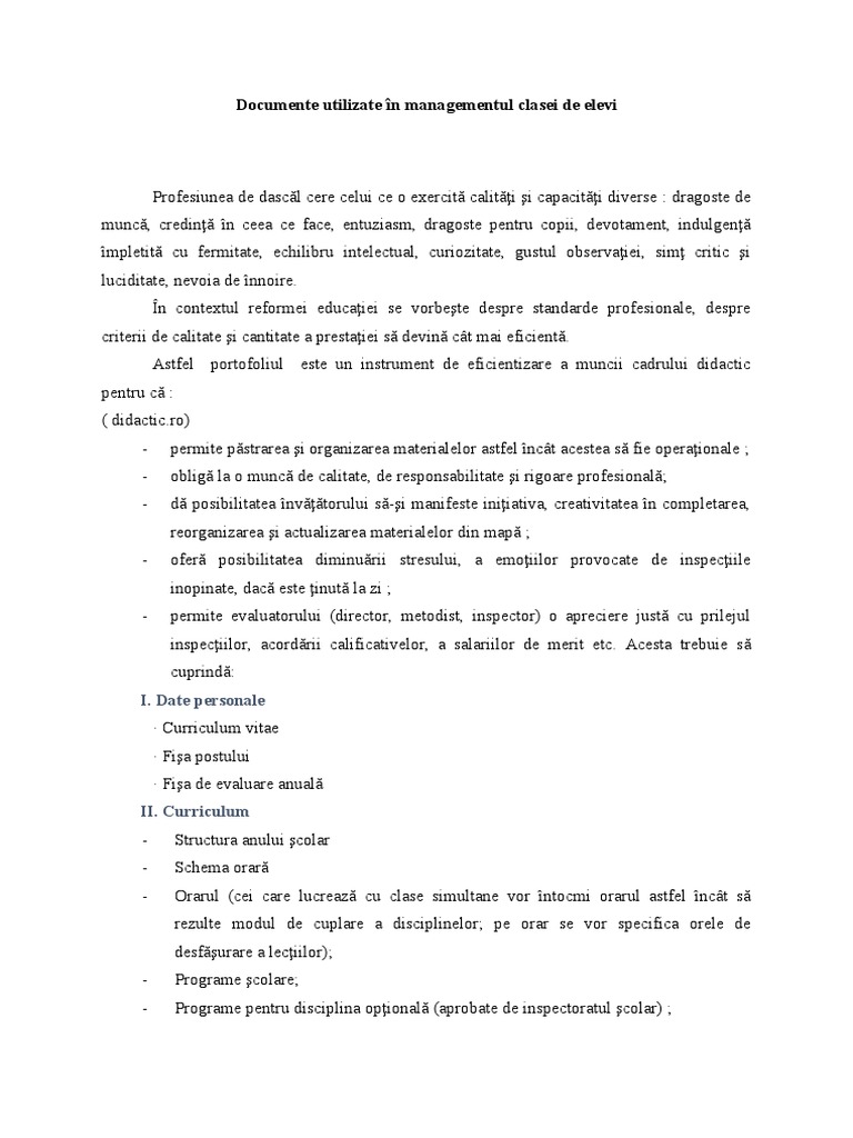 Documente Utilizate În Managementul Clasei de Elevi | PDF