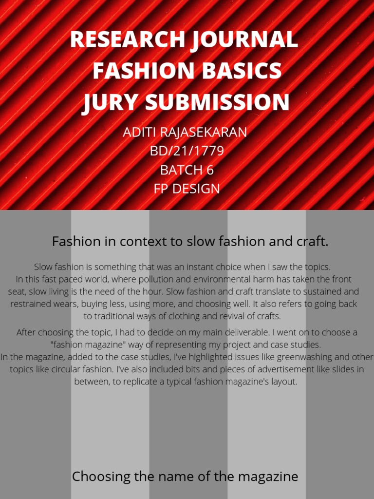 Research Journal - Fashion Basics Jury Submission | PDF