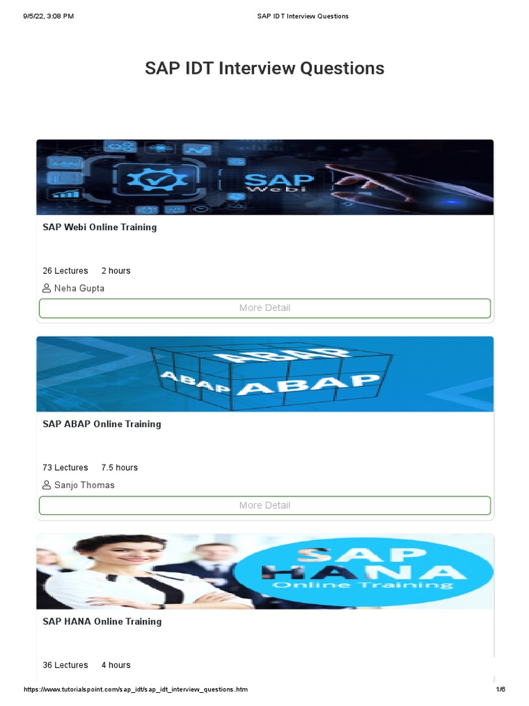 SAP IDT Interview Questions | PDF | Data | Computing