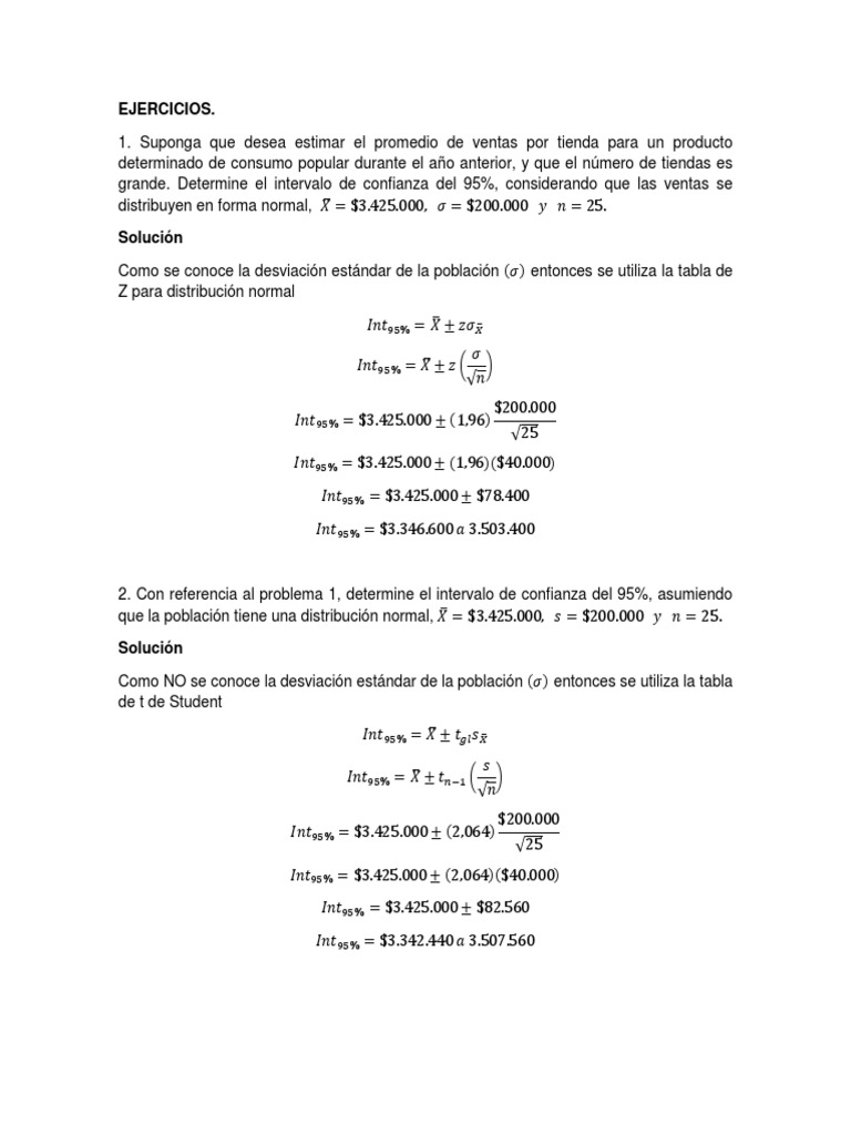 Intervalos Taller | PDF | Intervalo de confianza | Estimador