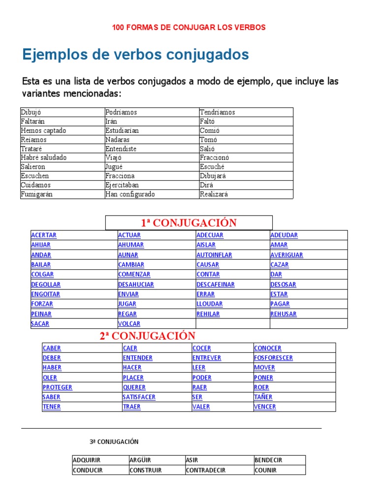 100 Formas de Conjugar Los Verbos 7 Maravillas | Descargar gratis PDF ...
