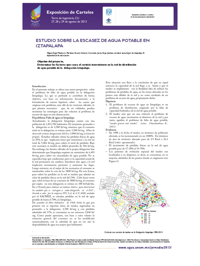 Estudio Escasez Agua Potable Iztapalapa (Instituto Tecnológico de Iztapalapa III) | Descargar ...