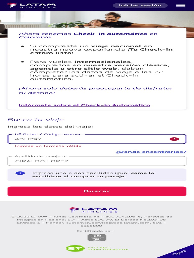 Check-In LATAM Airlines Colombia | PDF