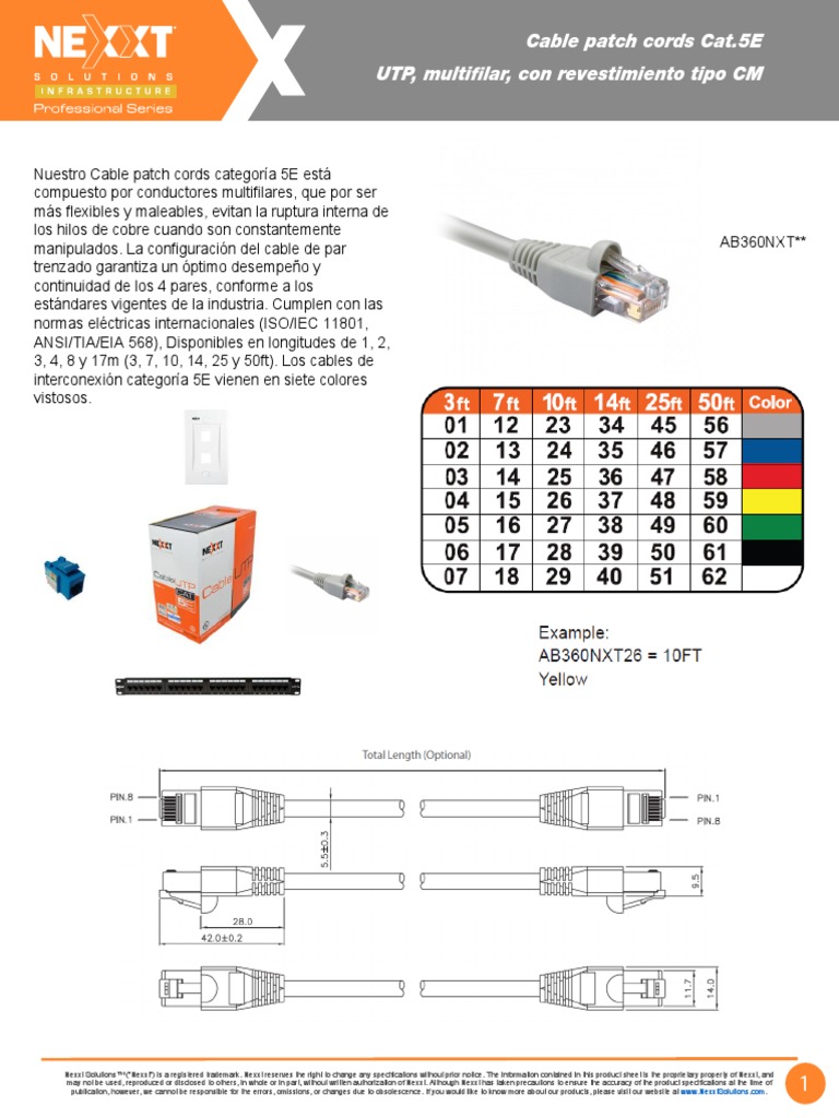Ficha Tecnica Patch Cord 5e | PDF | Ingenieria Eléctrica | Color
