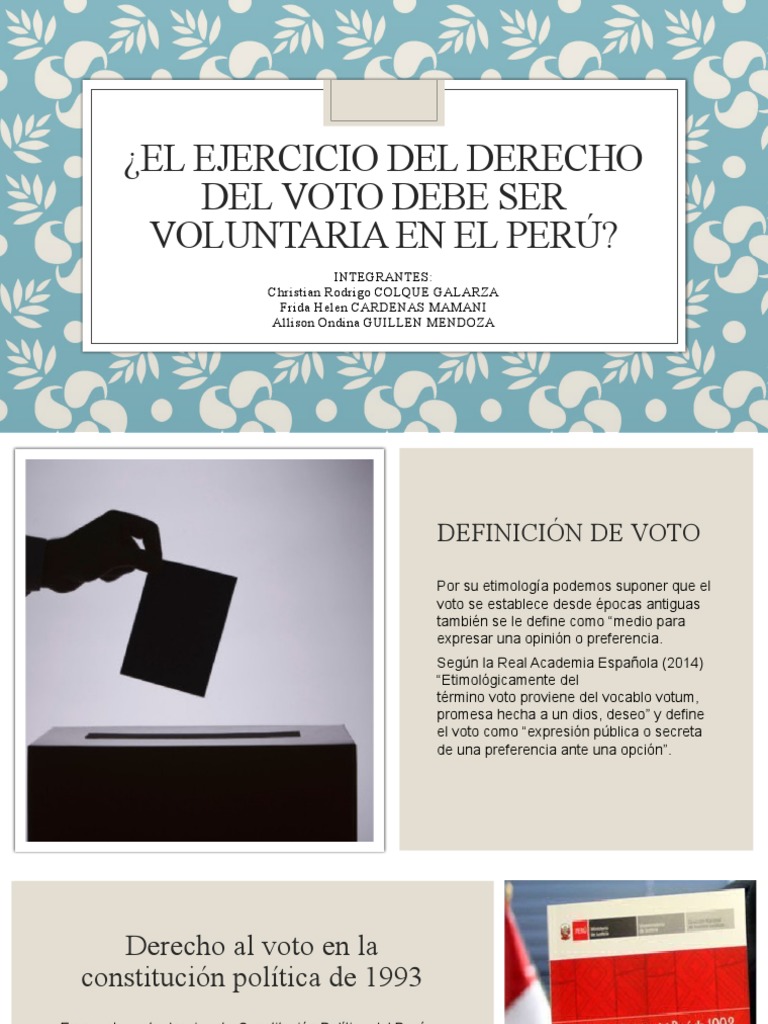 Voto Voluntario en Perú: Debate y Perspectivas | PDF | Votación ...