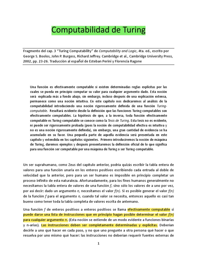 TURING - C - L Trad | PDF | Función (Matemáticas) | Teoría de la computabilidad