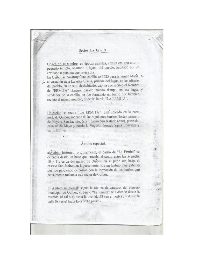 Reseña Historica Del Barrio La Ermita | PDF