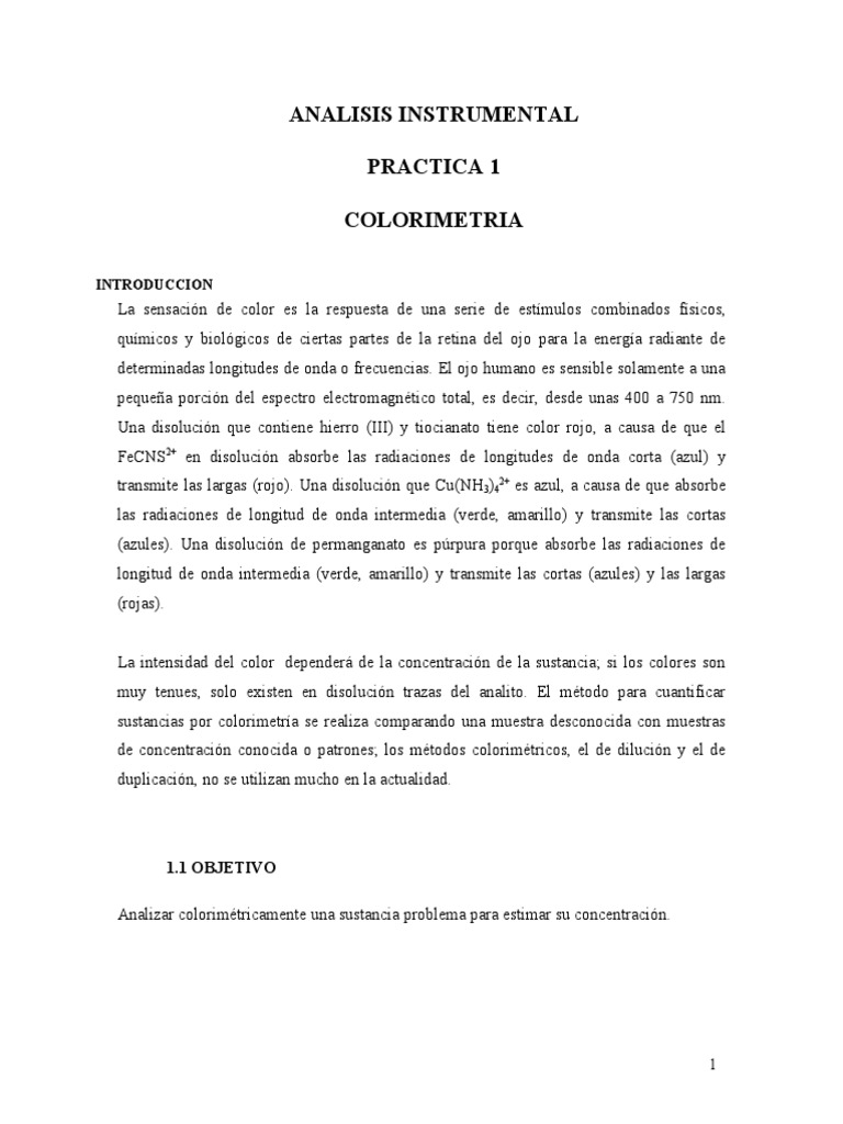 Análisis Colorimétrico de Sustancias | PDF | Color | Concentración