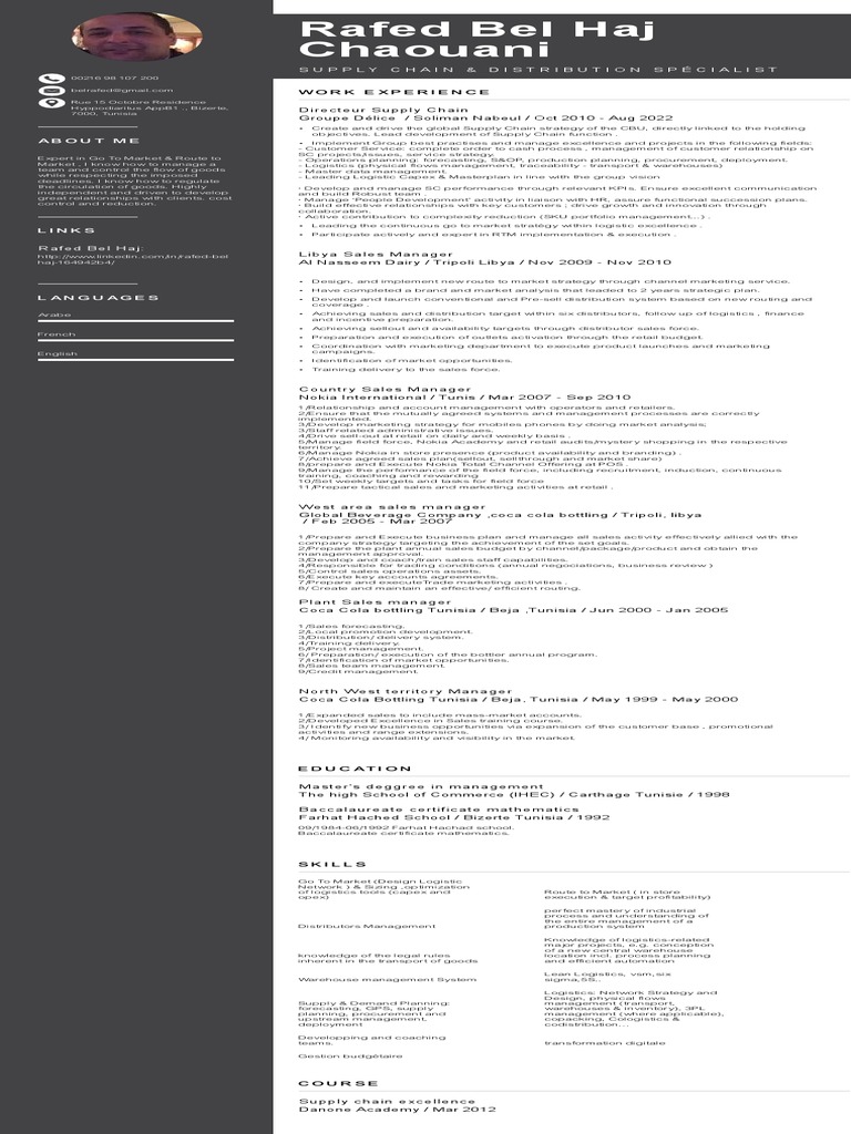 CV Rafed Bel Haj | PDF | Logistics | Sales