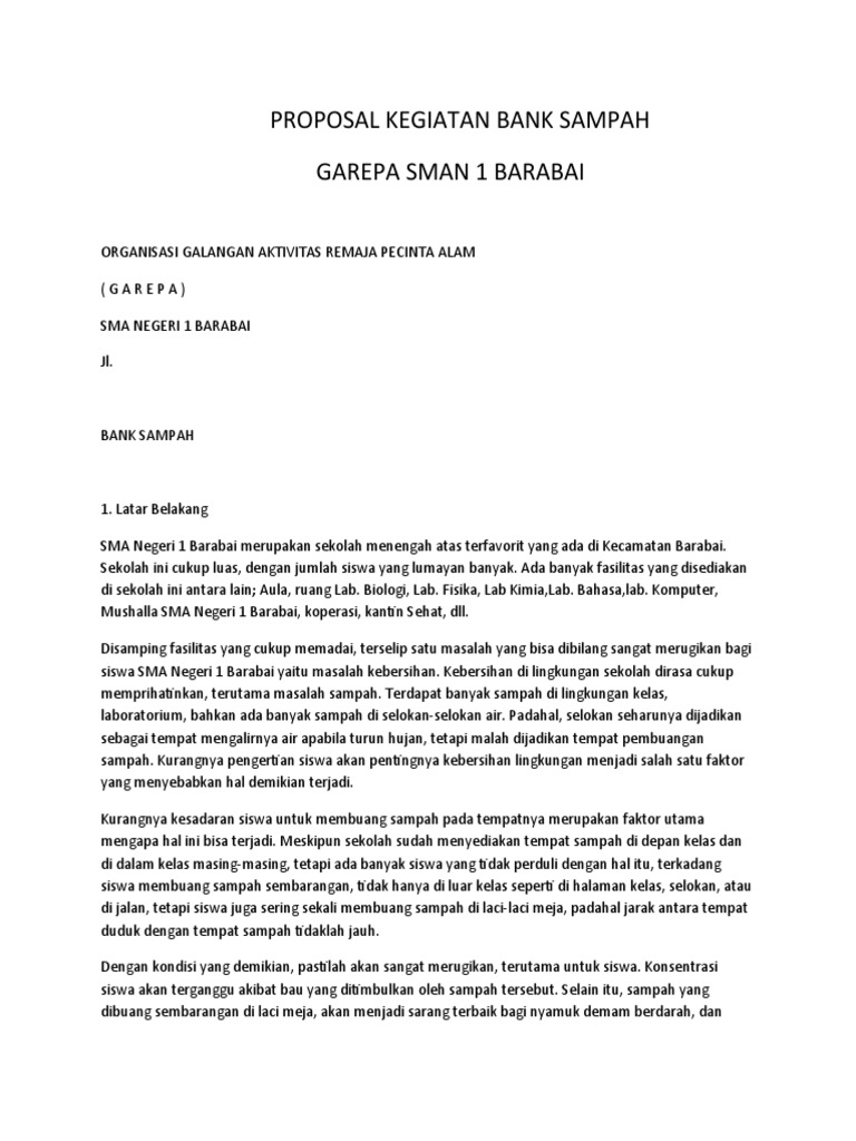 Proposal Kegiatan Bank Sampah | PDF