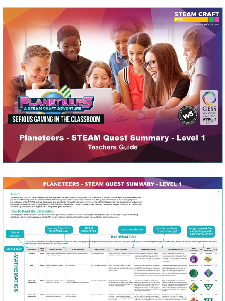 Planeteers STEAM Quest Summary - Level 1 | PDF