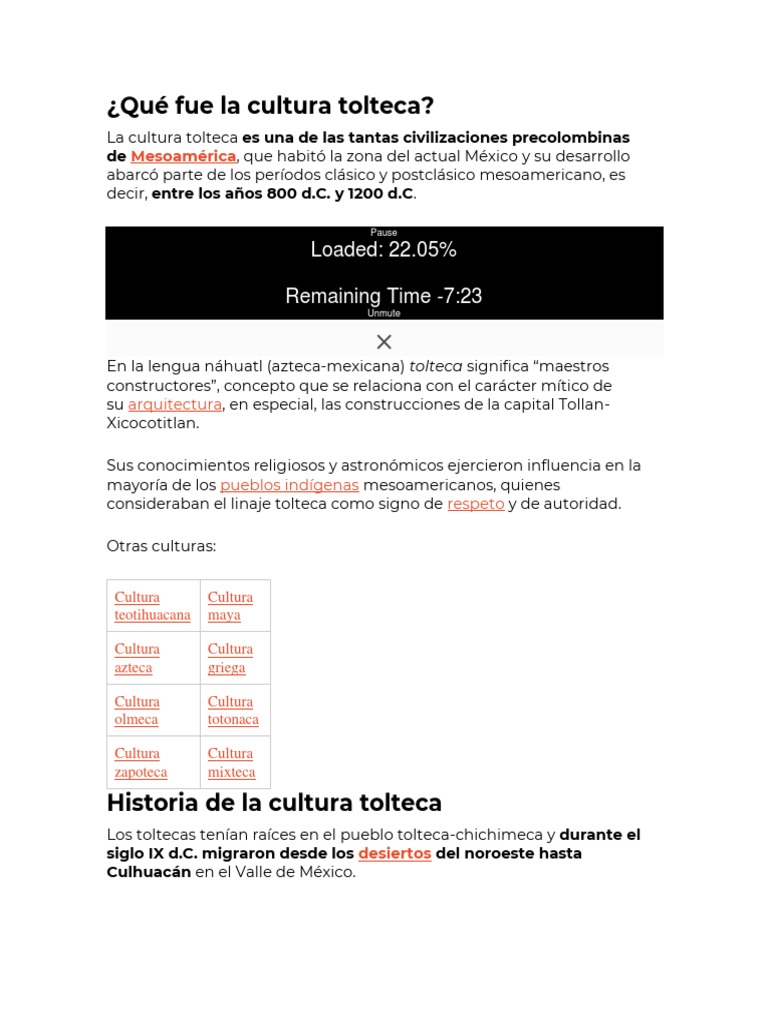 Cultura Tolteca | PDF | Mesoamérica | México