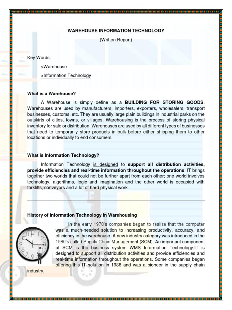 Warehouse Information Technology - Written Report | PDF | Warehouse | Supply Chain Management