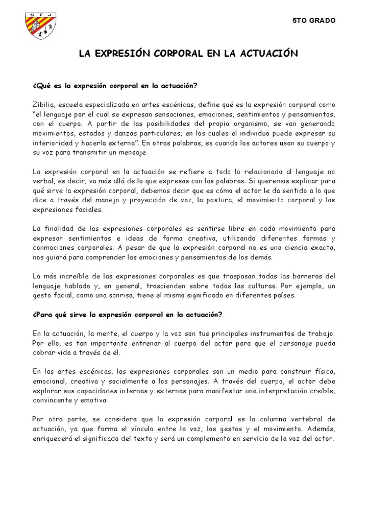 Importancia de la Expresión Corporal en Actuación | PDF | Lenguaje ...