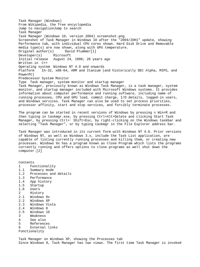 Task Manager | PDF | Microsoft Windows | Information Age