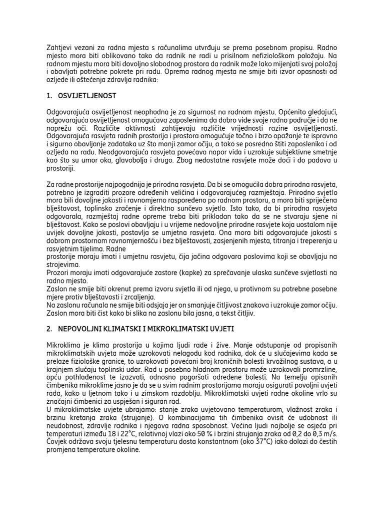 Rad S Racunalom Zahtjevi | PDF