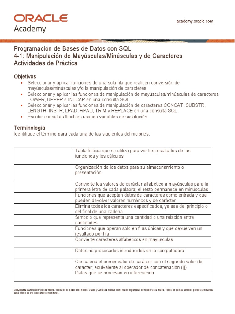 DP 4 1 Practice Esp | PDF | SQL | Datos de computadora