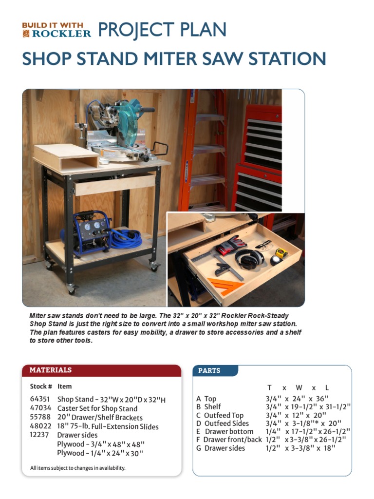 Shop Stand Miter Station Plan | PDF | Equipment | Tools
