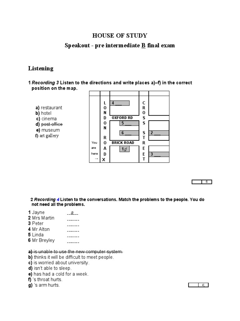 Speakout Pre Intermediate Final Exam Pdf Linguistics