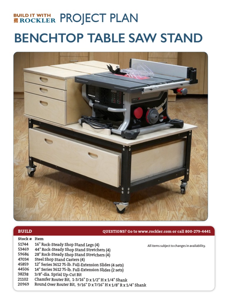 Benchtop Table Saw Stand Plan | PDF | Cabinetry | Countertop