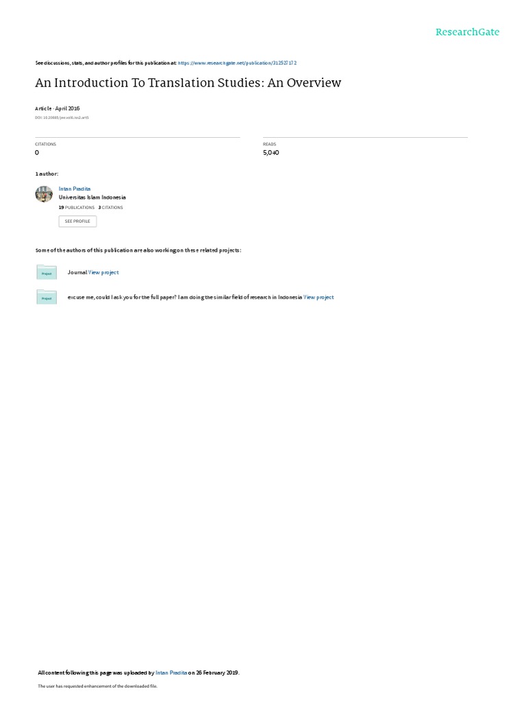 An Introduction To Translation Studies An Overview | PDF | Translations ...