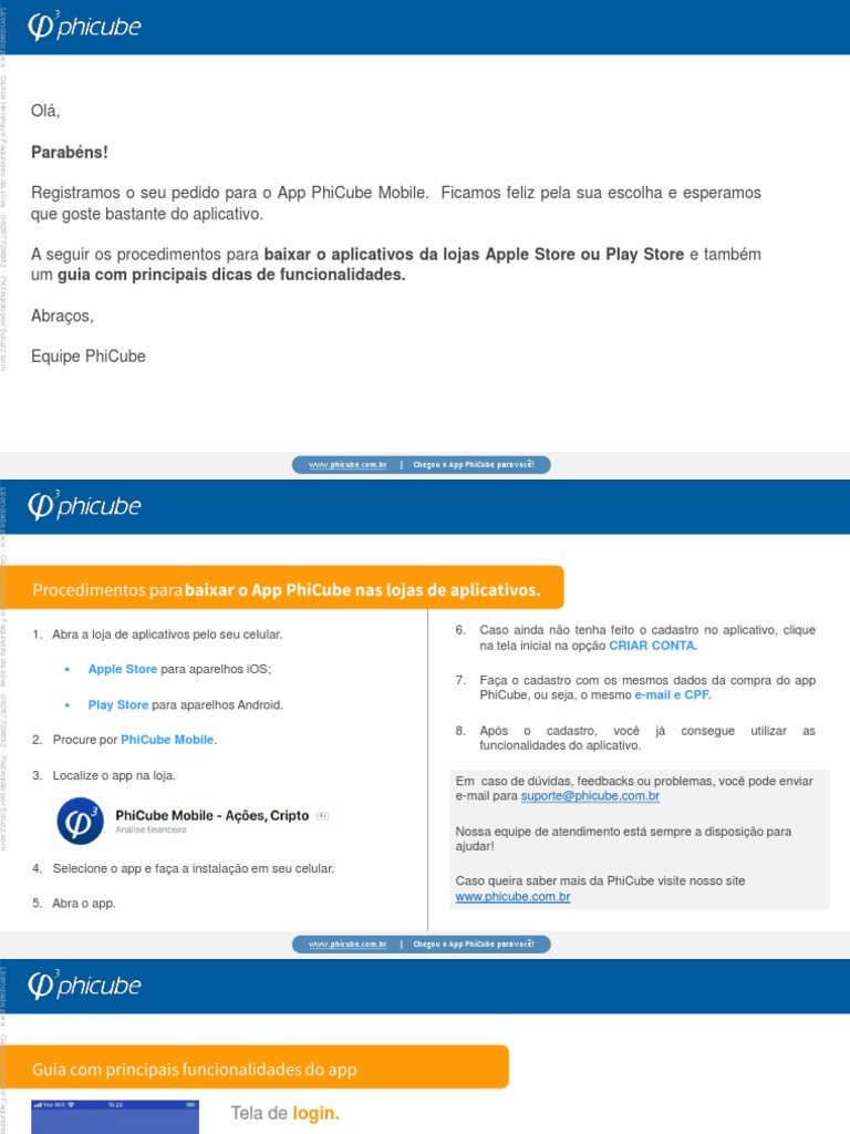 Tutorial Basico App Phicube | PDF | Aplicativo para celular | Opção ...