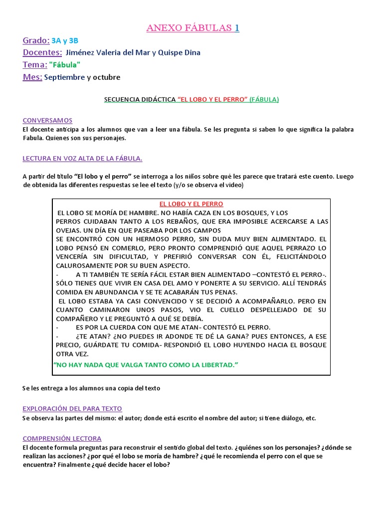 3ro Secuencia Fabula 2022 | PDF | Fábula | Comprensión lectora