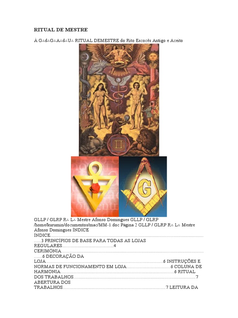 Ritual de Mestre | PDF | Loja Maçônica | Maçonaria