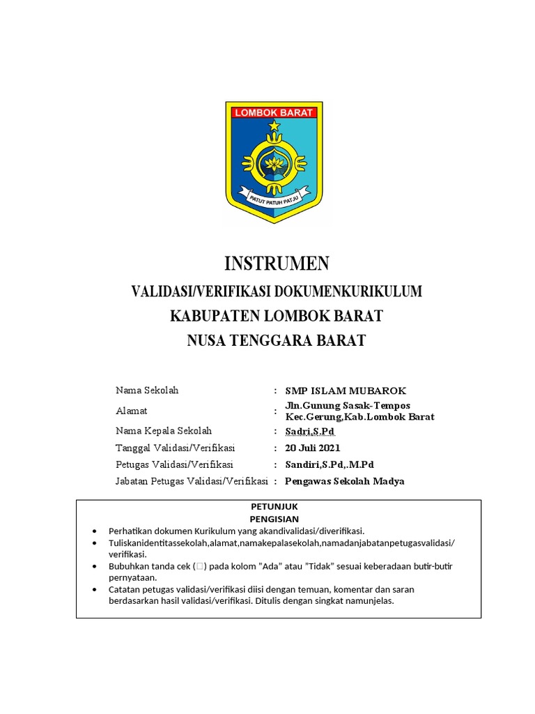 06.instrumen Verifikasi-Validasi | PDF