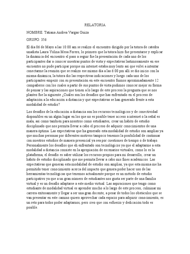 RELATORIA | PDF | Educación a distancia | Conocimiento