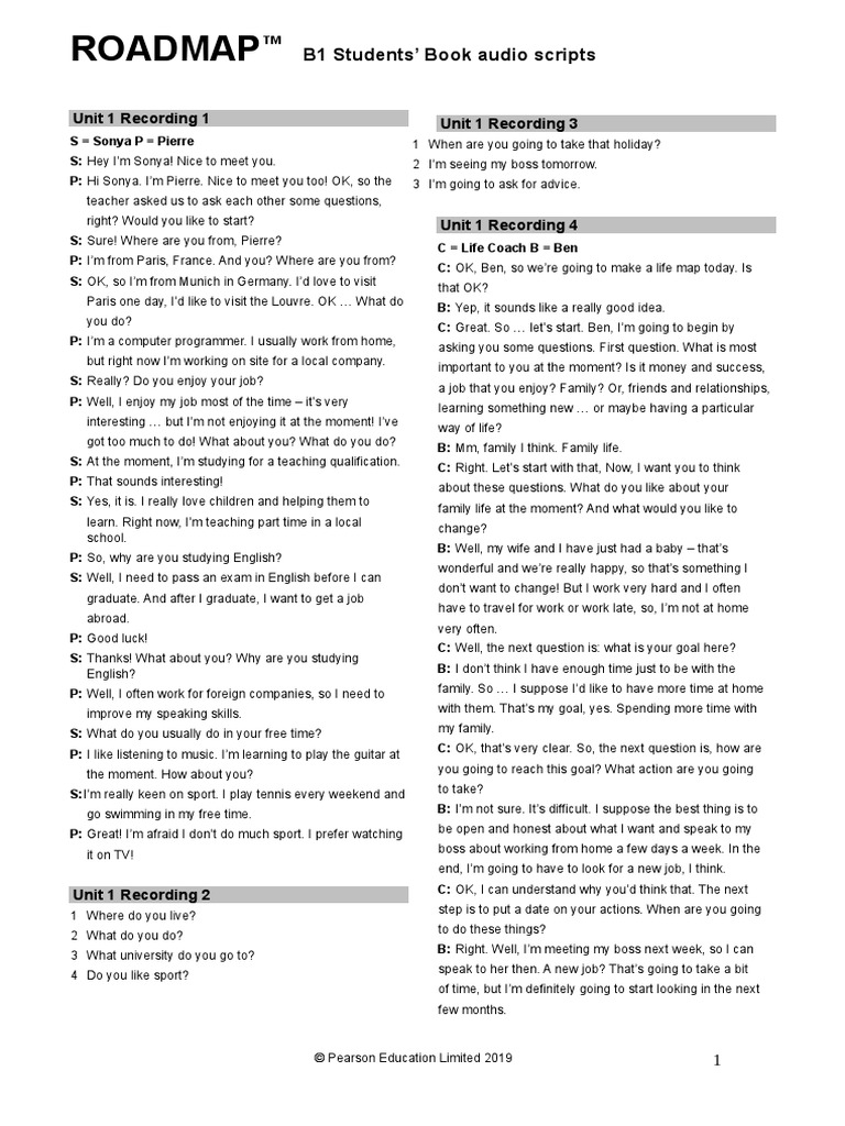 RM B1 SB Scripts | PDF | Hippie | Sleep