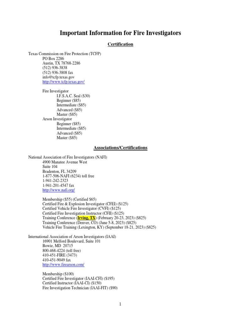 Fire Investigation Certification Guide | PDF | Fires