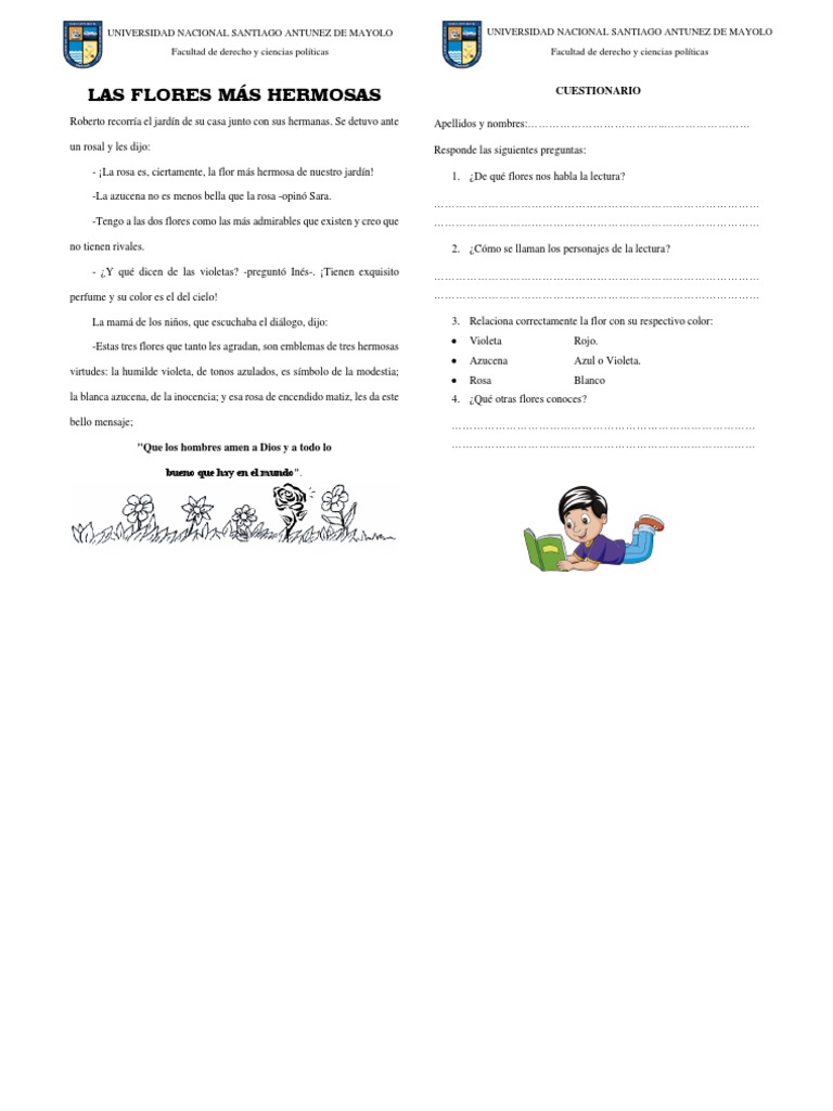 Las flores más hermosas: rosa, azucena y violeta | PDF