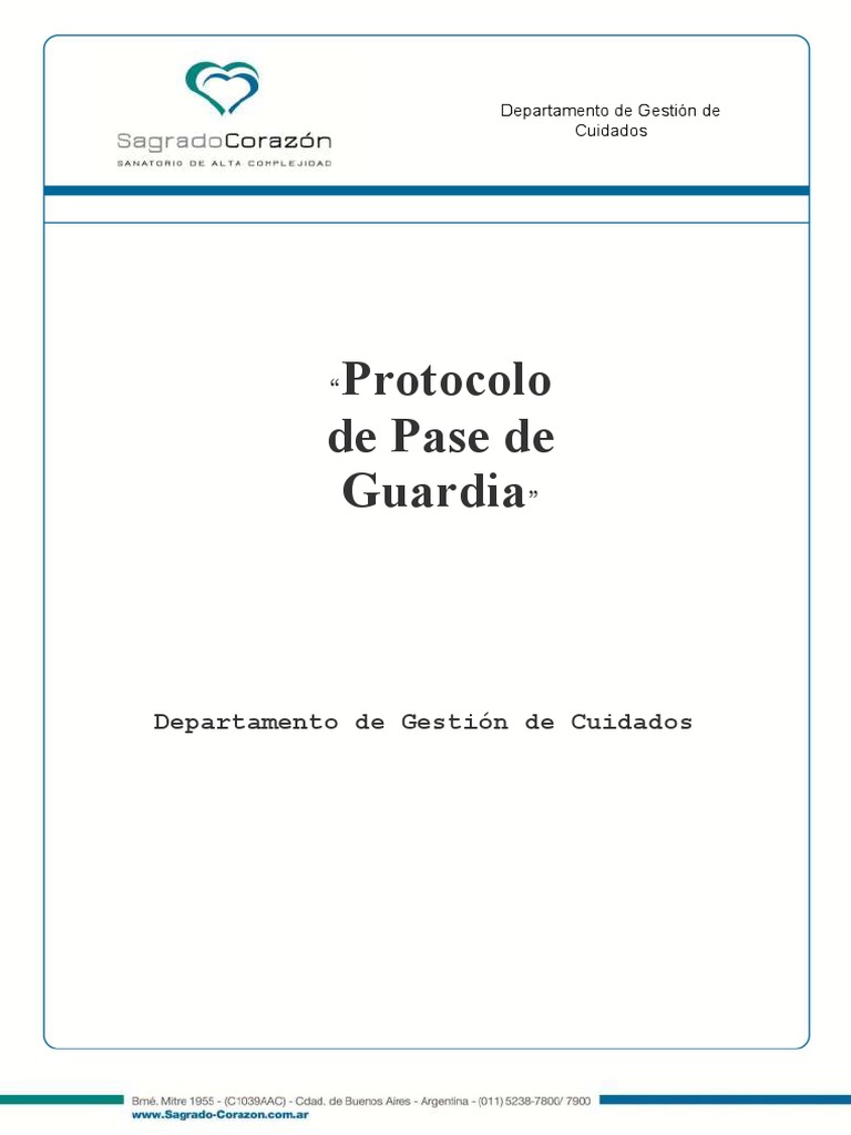 Protocolo de Pase de Guardia en Enfermería | PDF | Enfermería ...