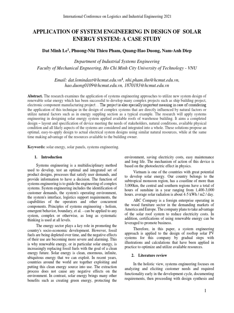 Iclie - 2021 - Application of System Engineering in Design of Solar ...