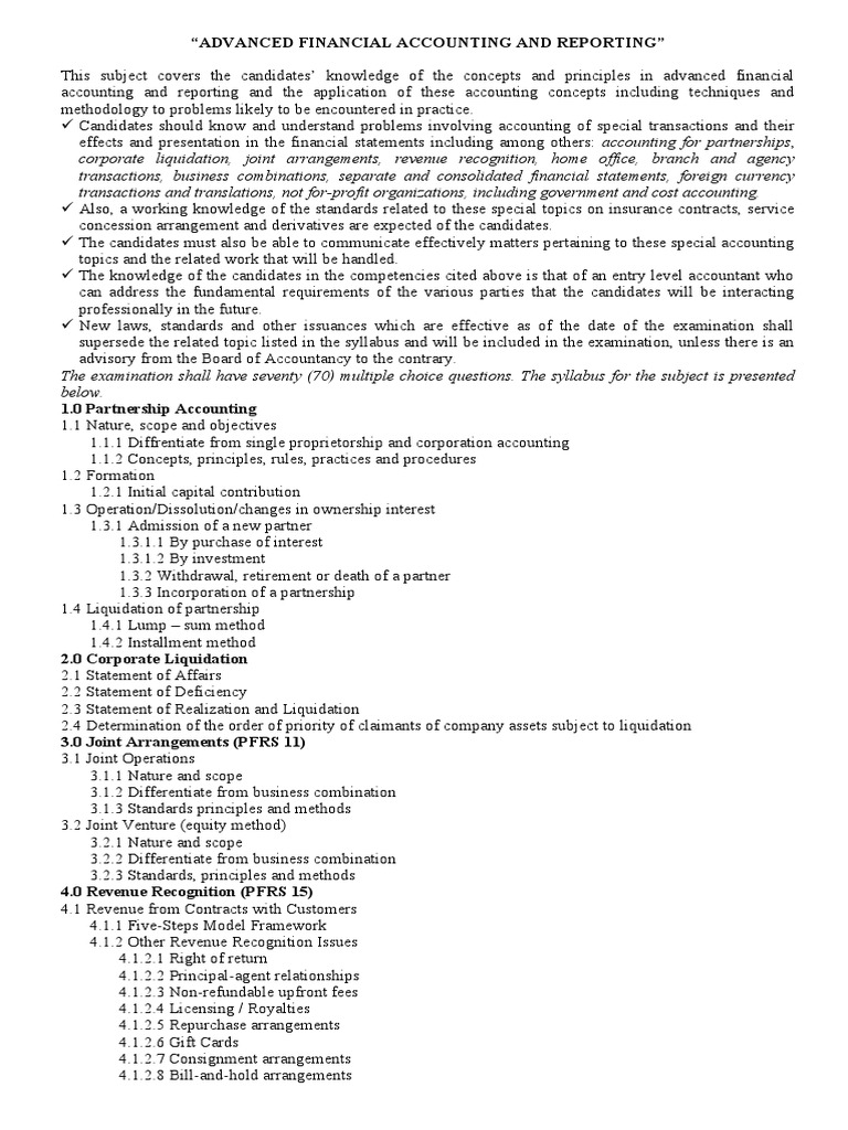 AFAR LECPA Syllabus | PDF | Consolidation (Business) | Goodwill ...