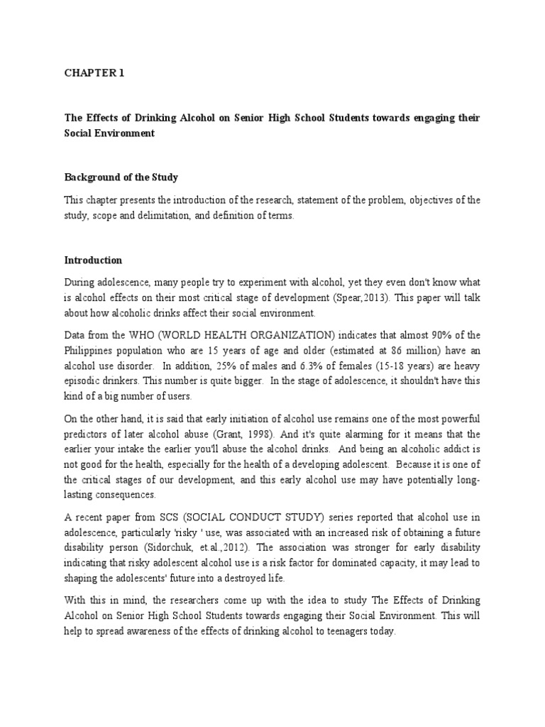 Thesis Chapter 1 5 | PDF | Survey Methodology | Alcoholism