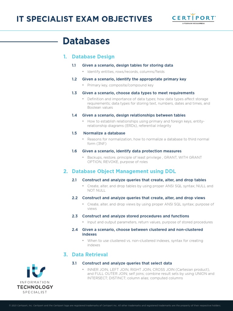 ITS OD 201 Databases | PDF | Databases | Database Index