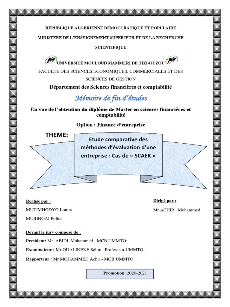 Mémoire Final | PDF | Business | Action (Finance)