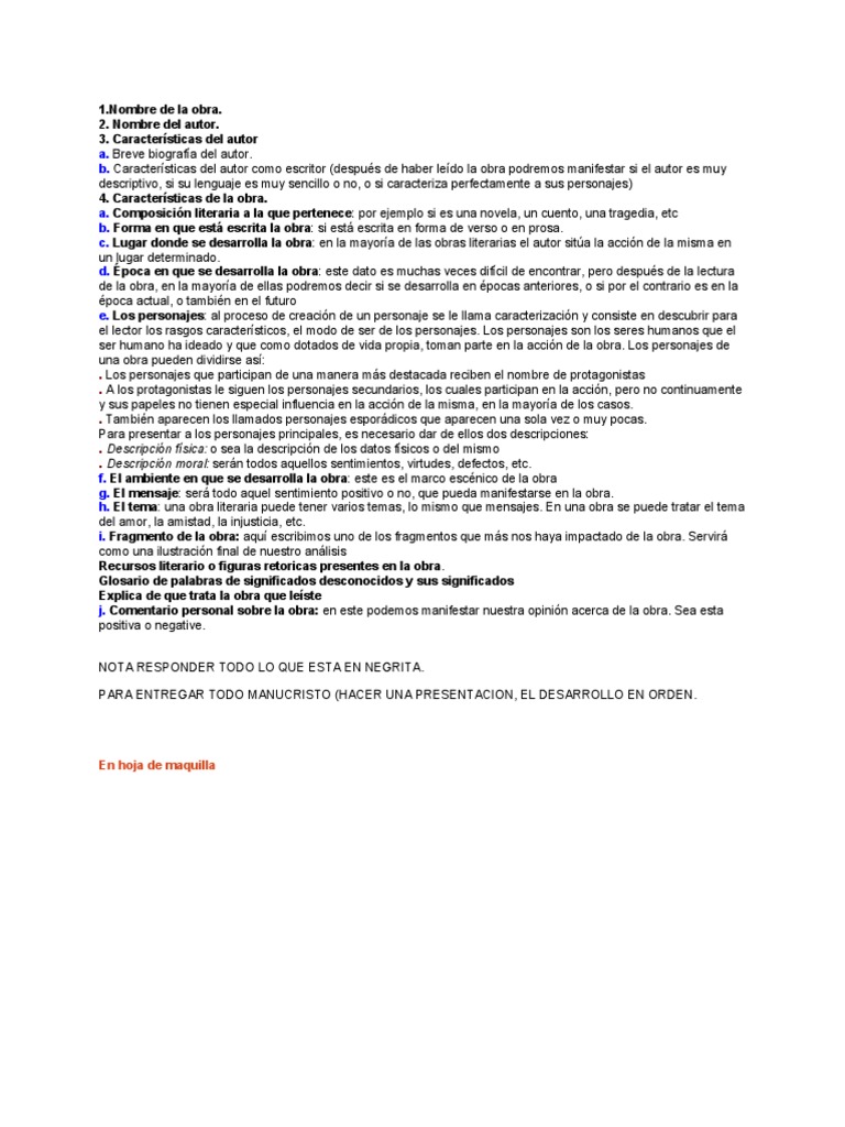 Guia para Analizar Una Obra Literaria | PDF | Autor