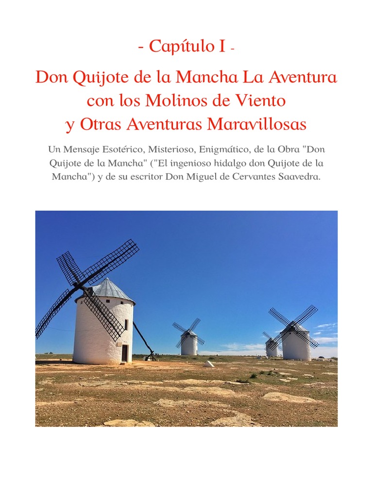 Don Quijote de La Mancha Los Molinos de Viento y Otras Aventuras ...